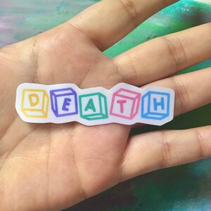 DEATH Toy Blocks Sticker Pastel Goth Style Phrase Sticker for Laptop ...