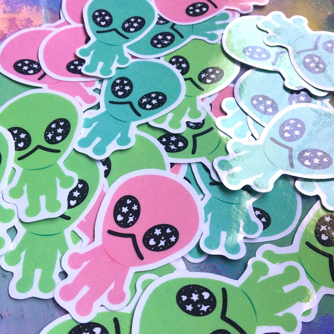 Alien Buddy Stickers - 2.5in Pink Mint Green - Collect Them All! - Etsy