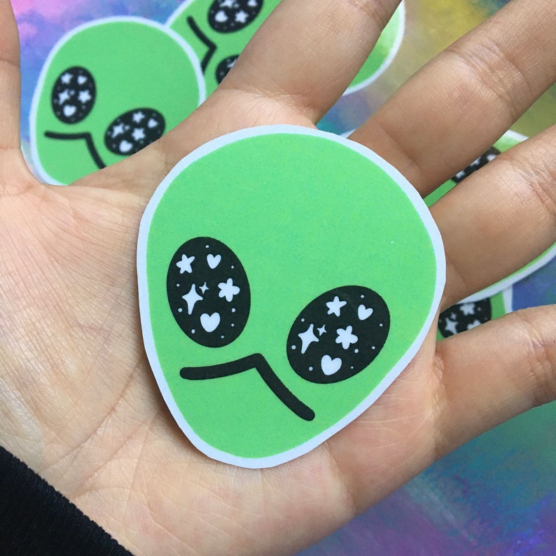 Classic Green Alien Sticker - Etsy