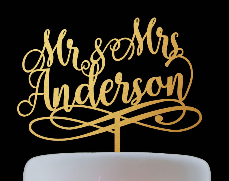 Personalized mr Mrs Name Wedding Cake Topper | Etsy