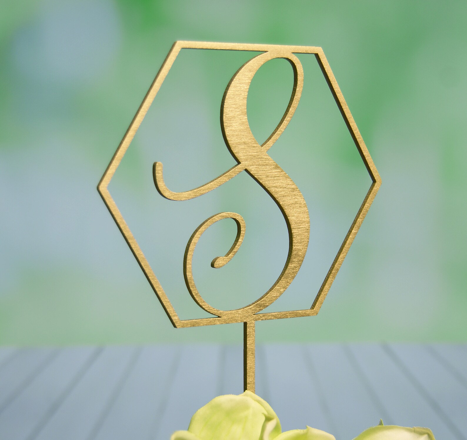 Personalized Elegant Hexagon Shape Cake Topper Monogram - Etsy