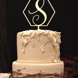 Personalized Elegant Hexagon Shape Cake Topper - Monogram Initial ...