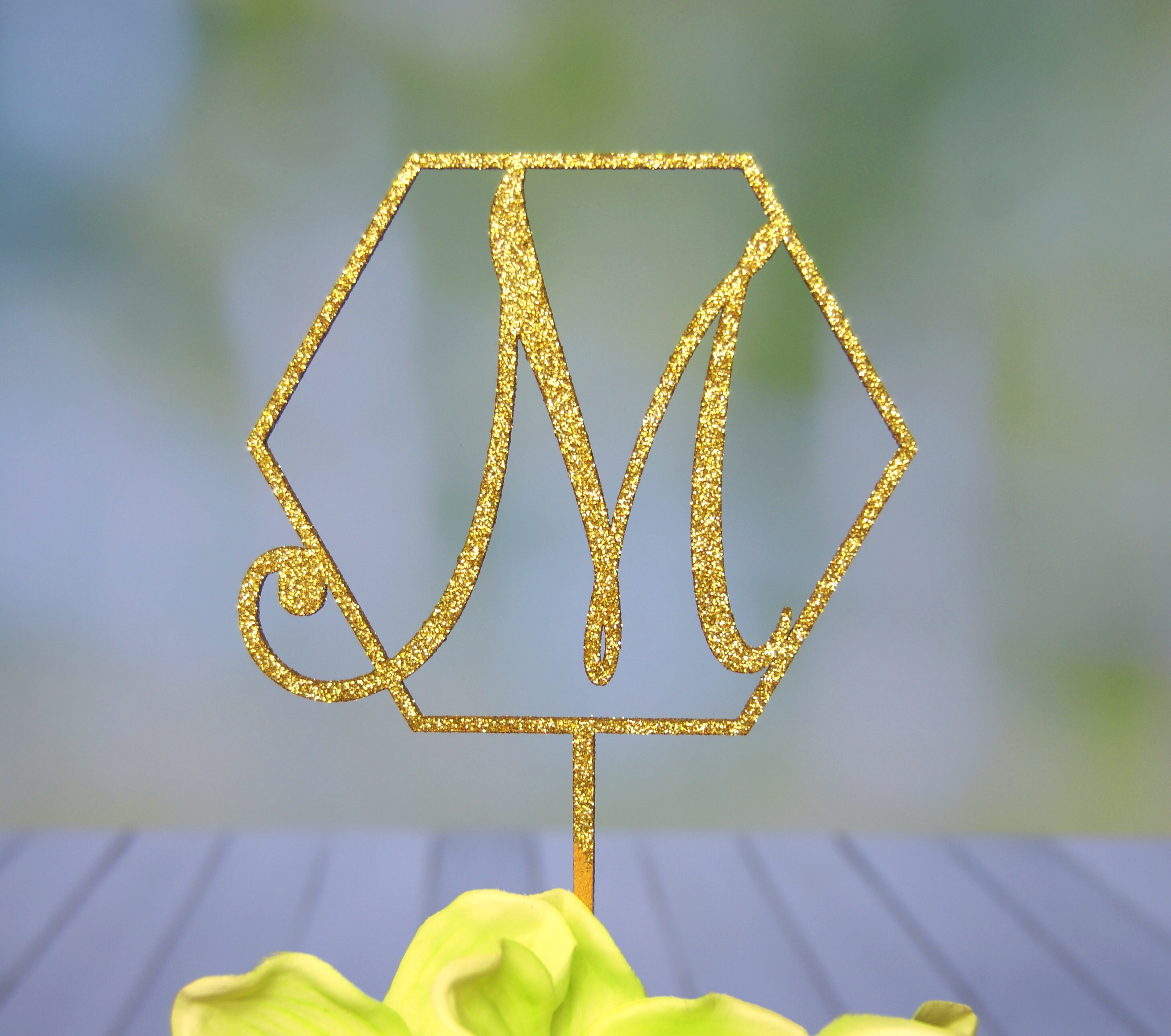 Personalized Elegant Hexagon Shape Cake Topper Monogram - Etsy Norway
