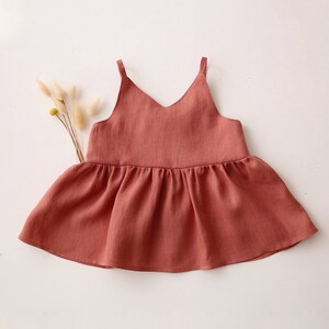 Girl Linen Summer V-shaped Top | Color Rose Bouquet - Etsy