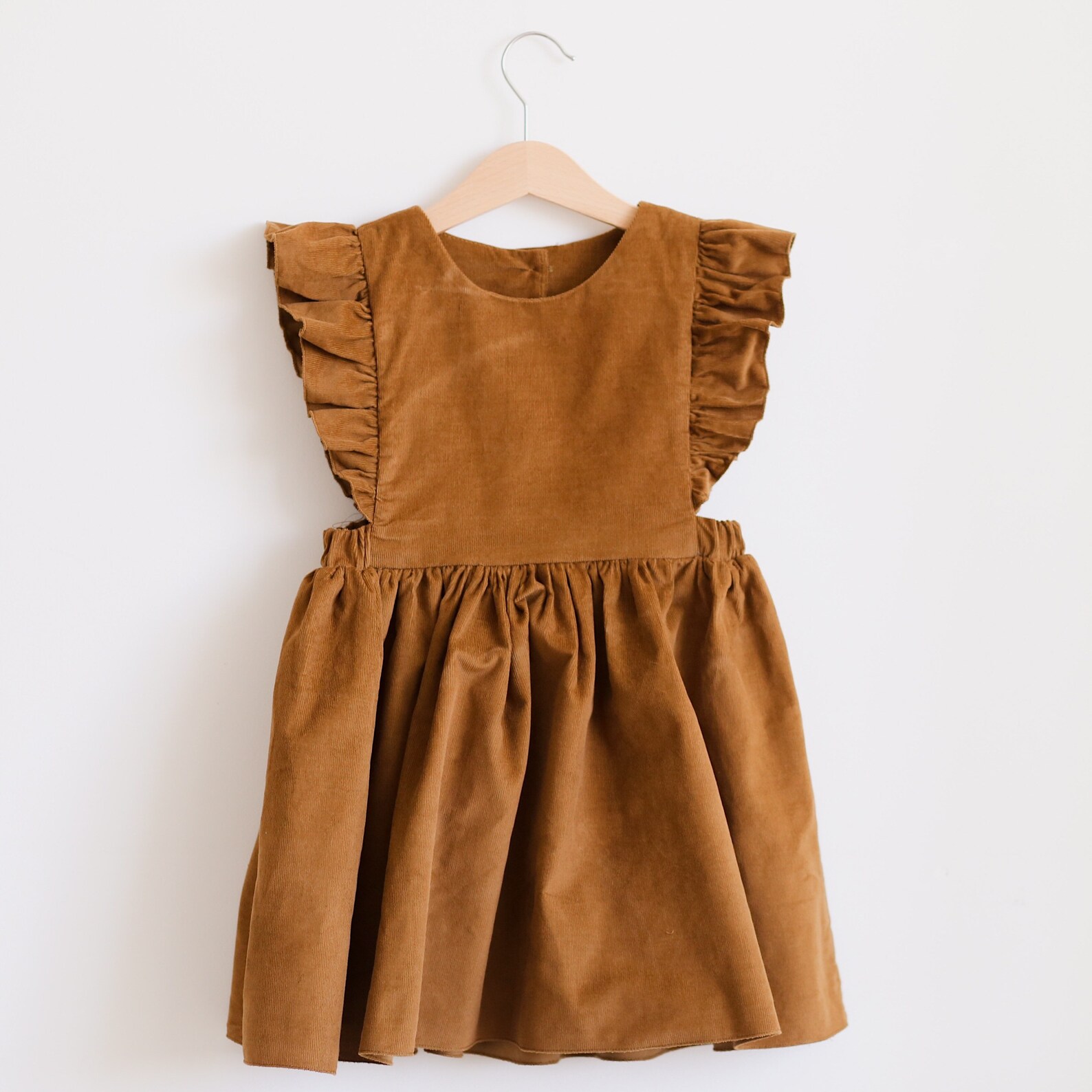 Rustic Brown Corduroy Frills Pinafore Dress | Etsy