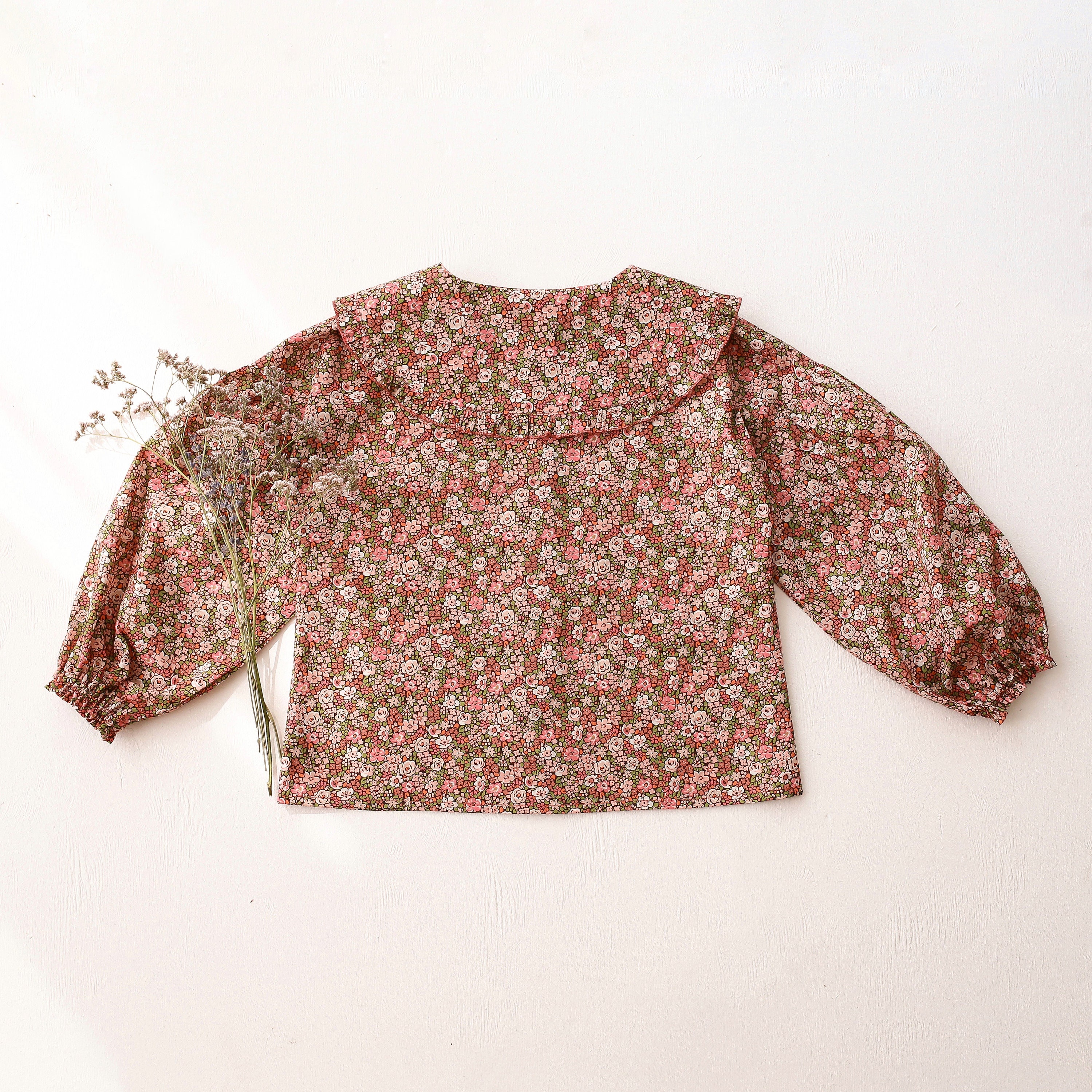 Girl Liberty Floral Bubble Sleeve Blouse With Frilled Collar | "emma ...