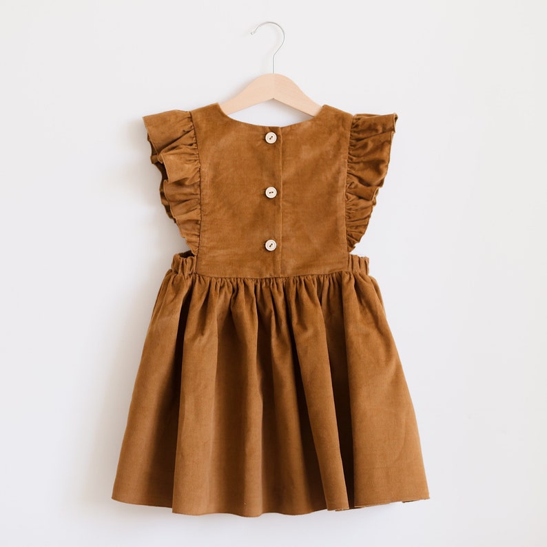 Rustic Brown Corduroy Frills Pinafore Dress | Etsy