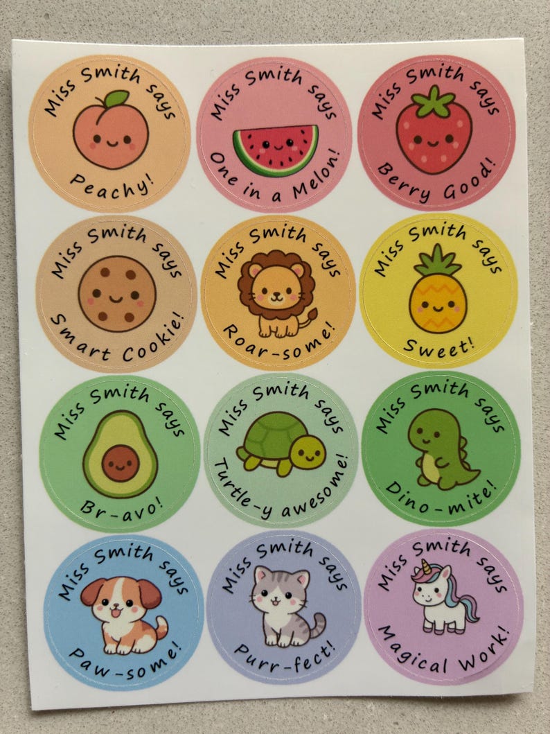 48pcs Personalised Teacher Merit Stickers | Custom Name Reward Stickers ...