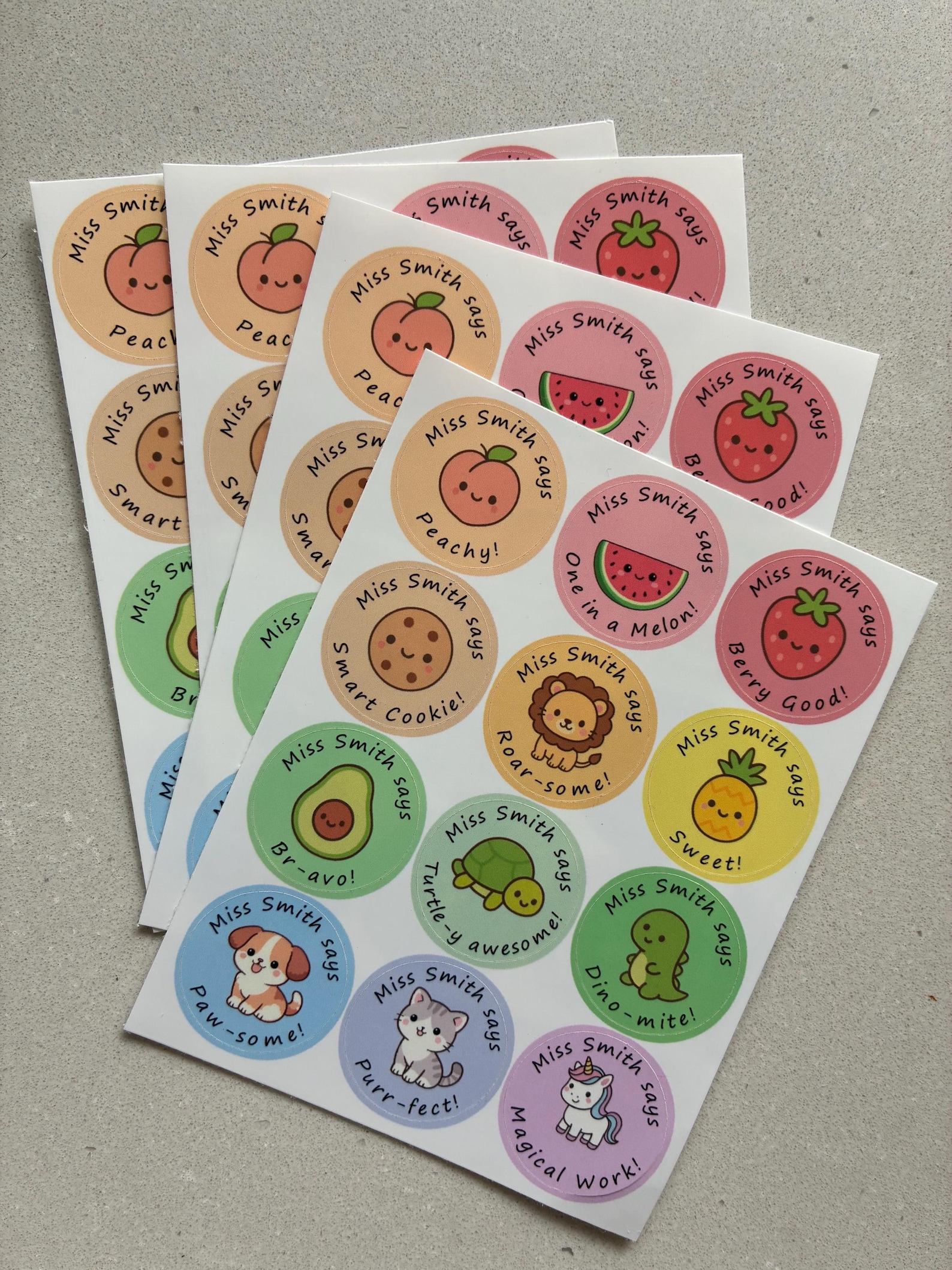 96 Personalised Teacher Merit Stickers | Custom Name Reward Stickers ...