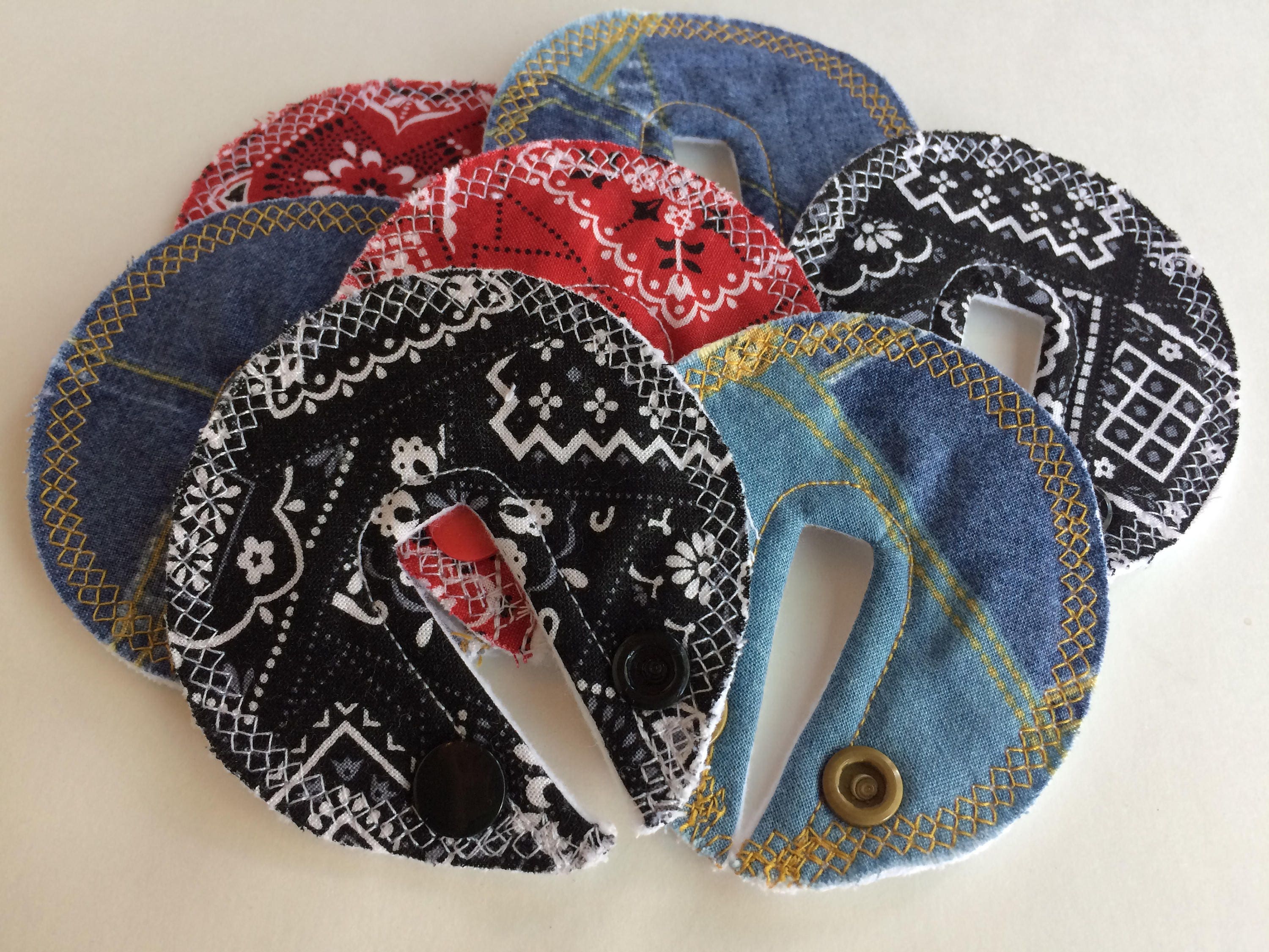 Feeding tube pads Set of SEVEN Blue Jean Bandana G tube | Etsy