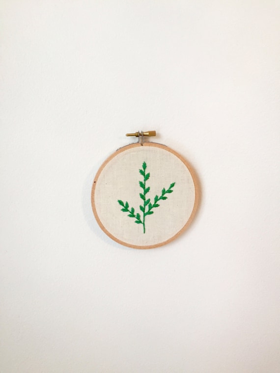 Botanical Embroidery Small Leaves Twig Green 4 Inch Hoop | Etsy