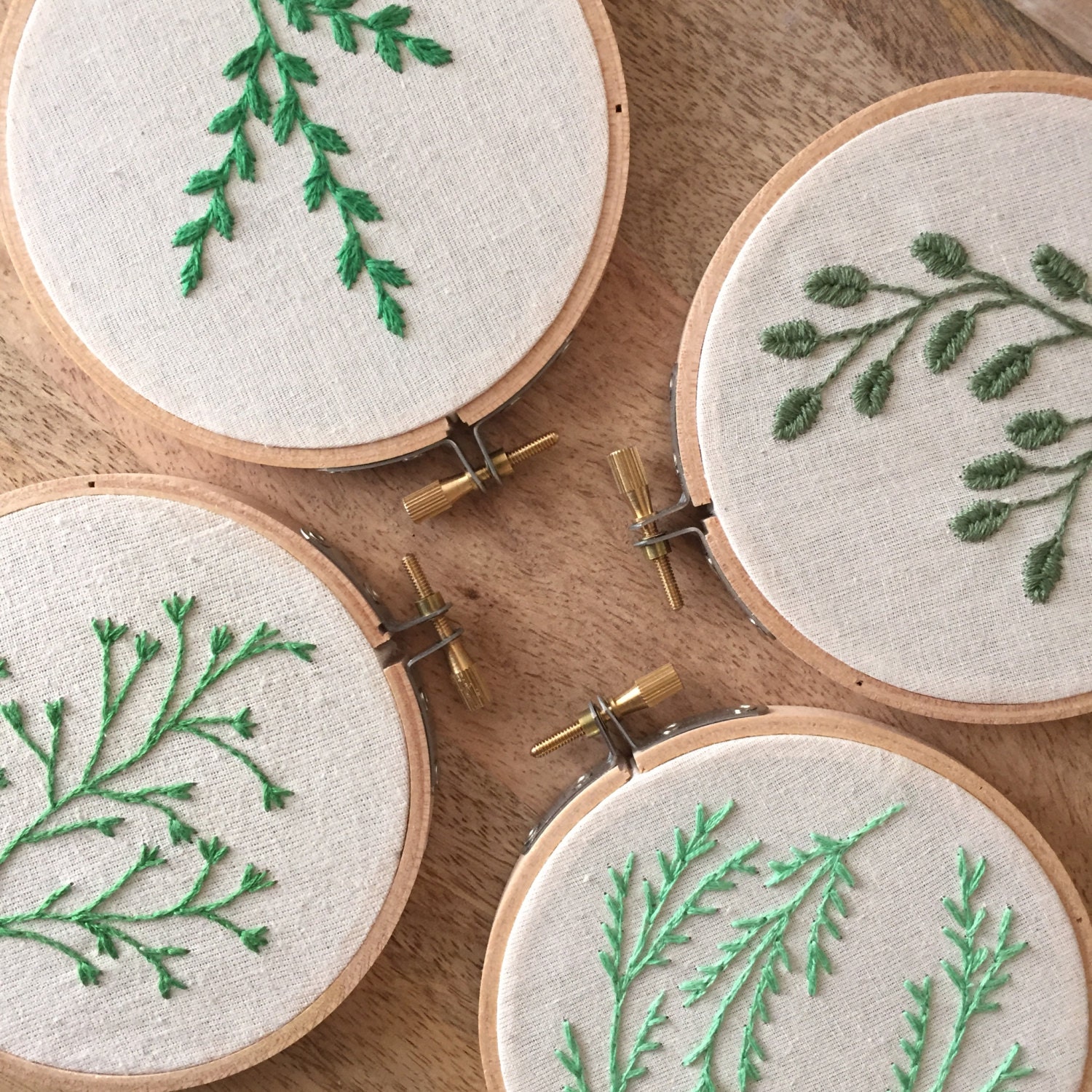 Botanical Embroidery Small Leaves Twig Green 4 Inch Hoop - Etsy