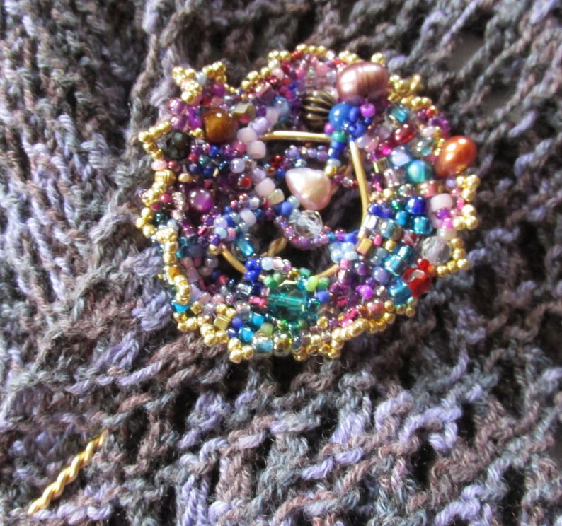 Freeform Peyote Stitch Shawl Pin - Etsy
