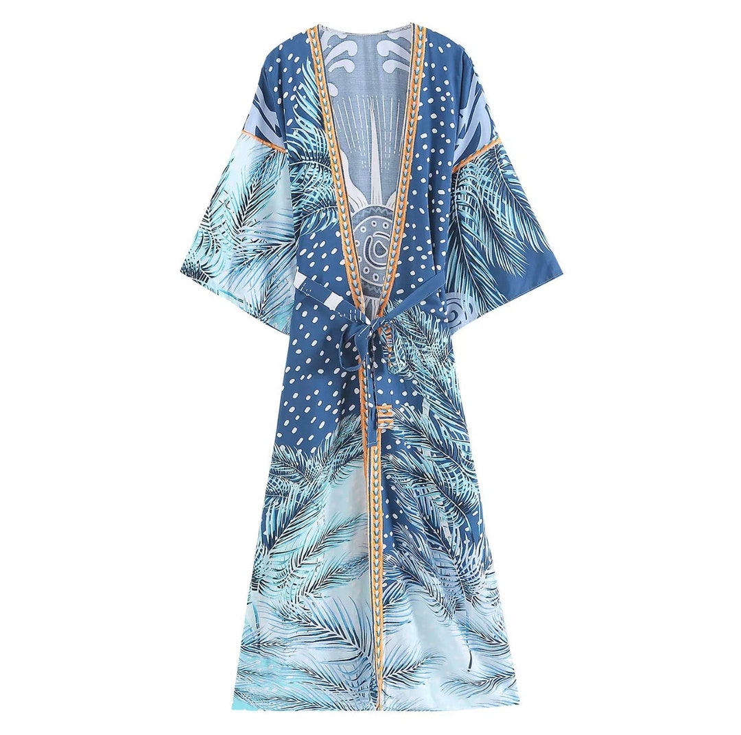 Women Kimono, Anniversary Gift, Blue Beach Cover Ups, Women Swimsuit ...