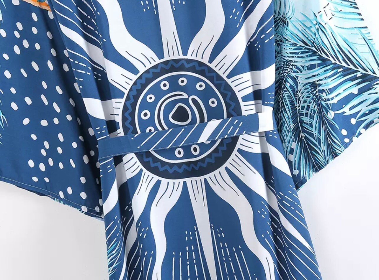 Women Kimono, Anniversary Gift, Blue Beach Cover Ups, Women Swimsuit ...