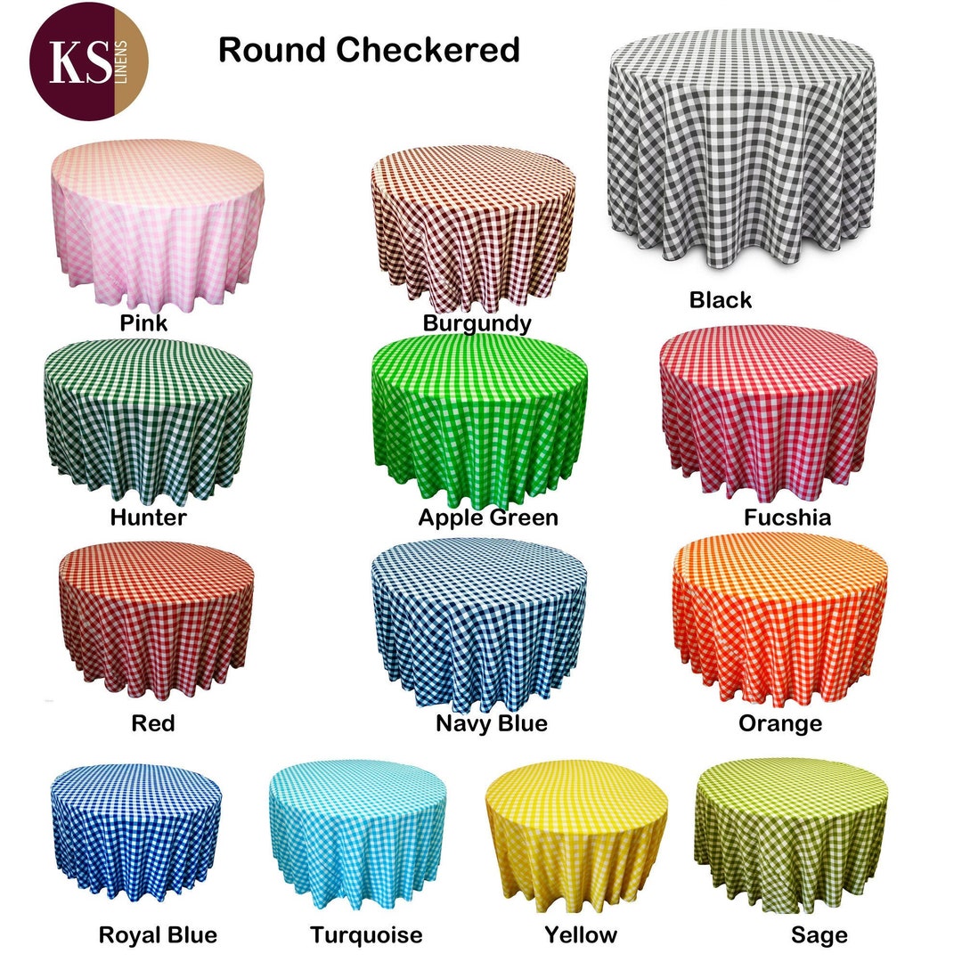 Ks Linens 96-round Checkered Tablecloth multiple Colors, Fabric Linen ...