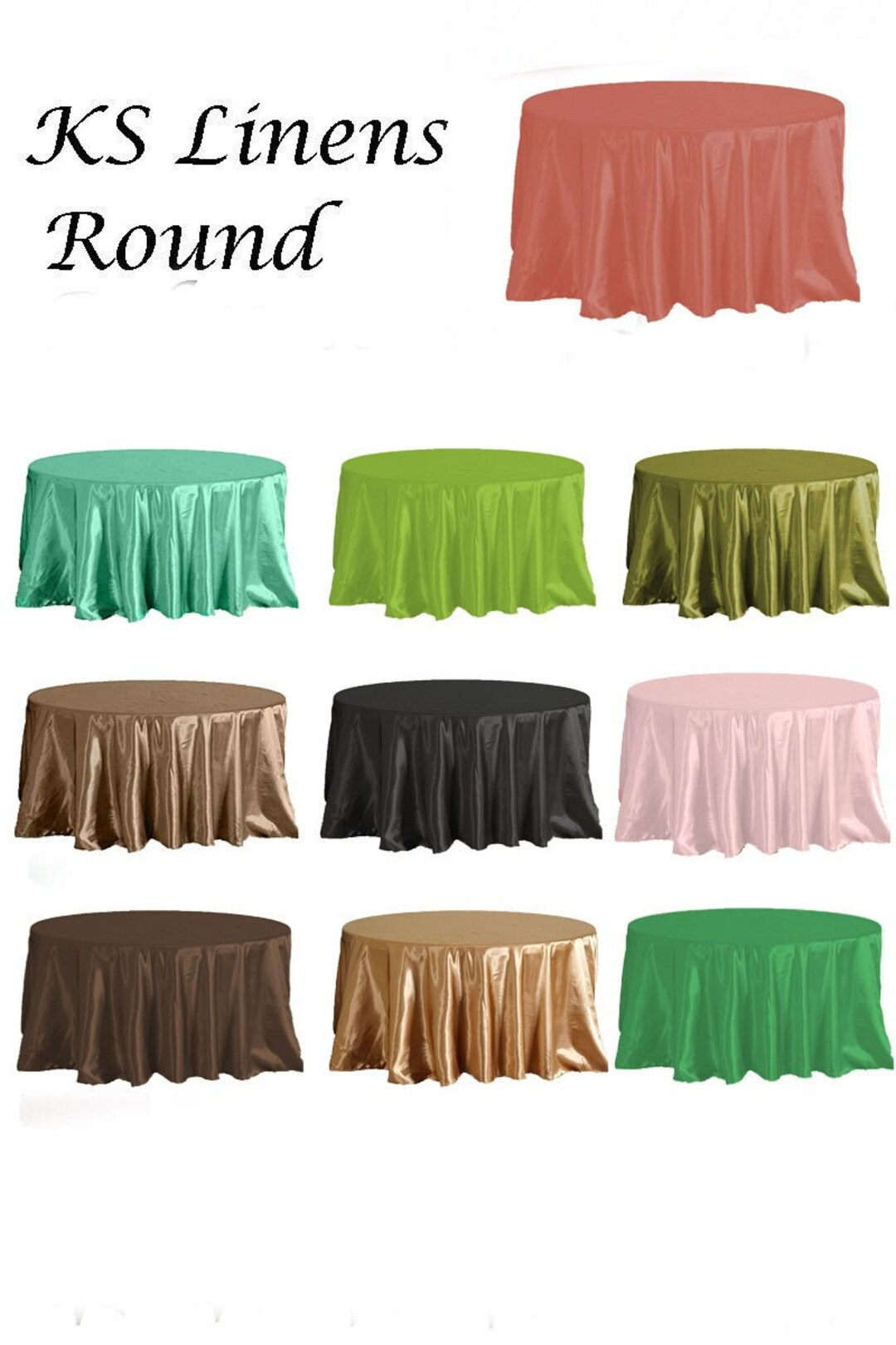 KS Linens 108-inch Satin Round Tablecloth Multiple Colors, Luxurious ...