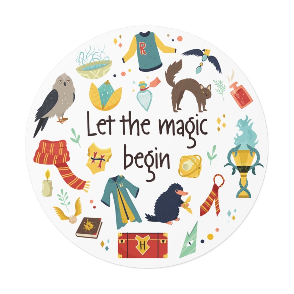 Harry Potter Round Vinyl Stickers | Etsy