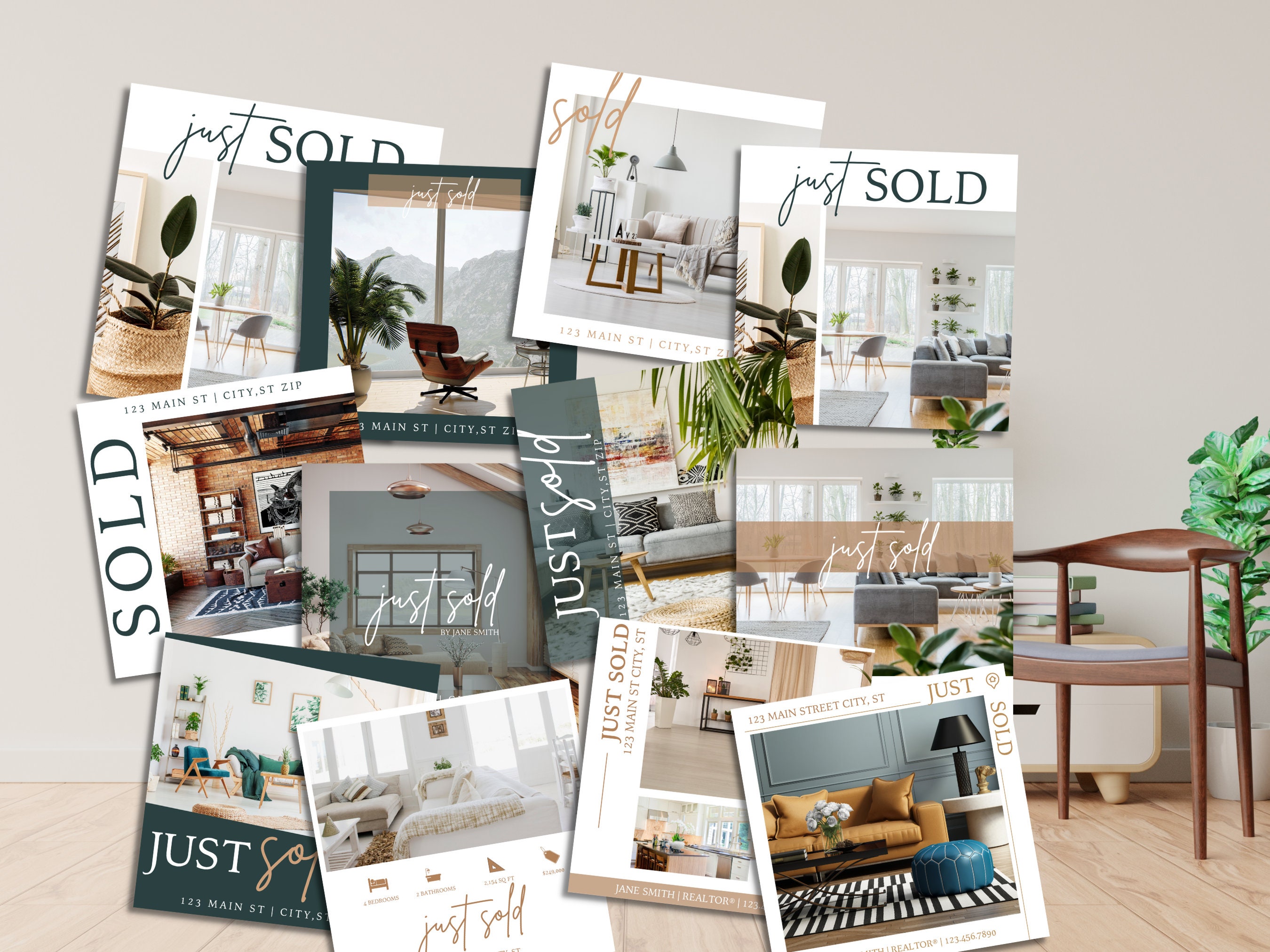 Just Sold Real Estate Social Media Posts: Canva Templates (digital ...
