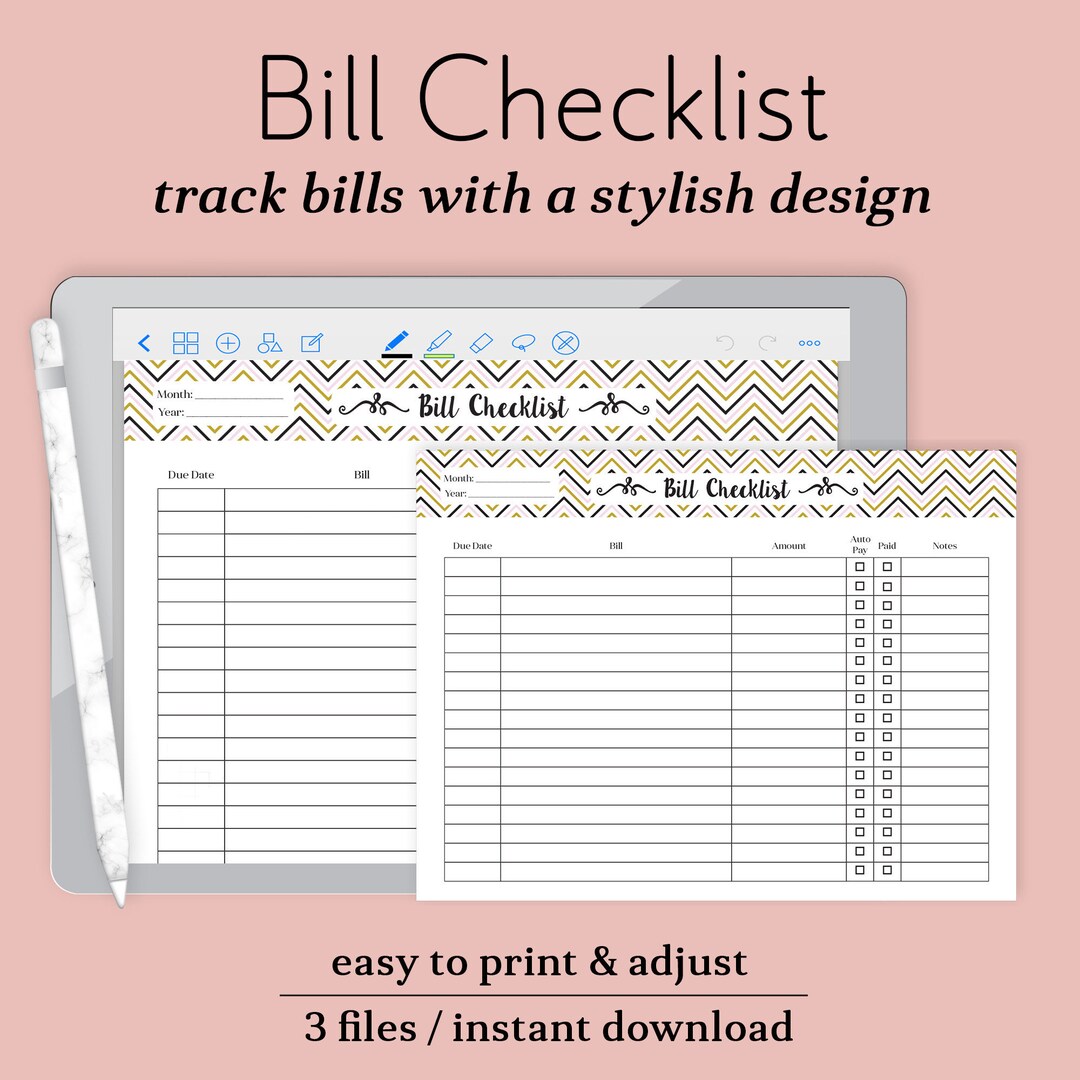 Bill Checklist - Etsy