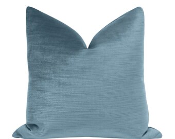 Strie Velvet // Harbour Blue Pillow COVER ONLY Blue Green | Etsy