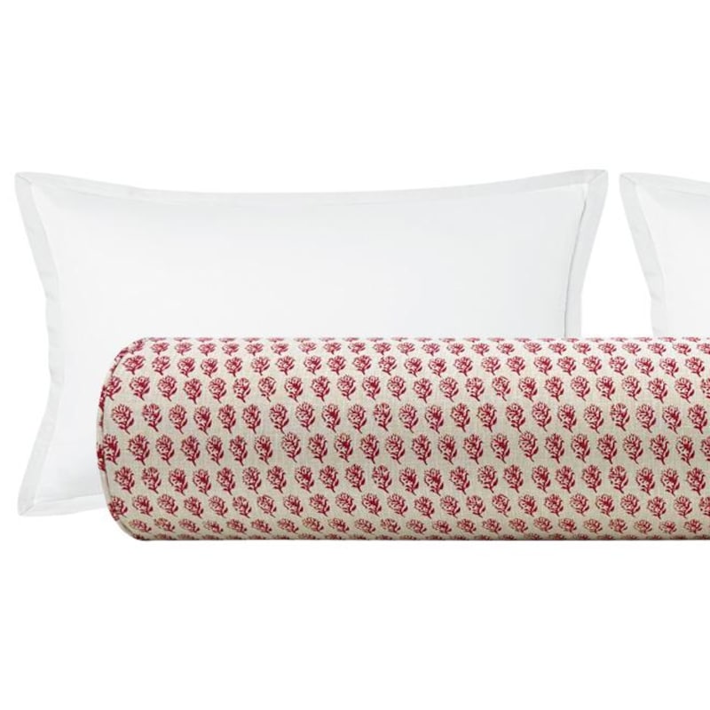 Red Floral Bolster Pillow - Etsy