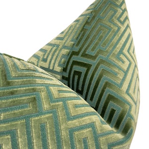 Labyrinth Cut Velvet // Olive Jade Pillow | Cut Velvet | Designer ...
