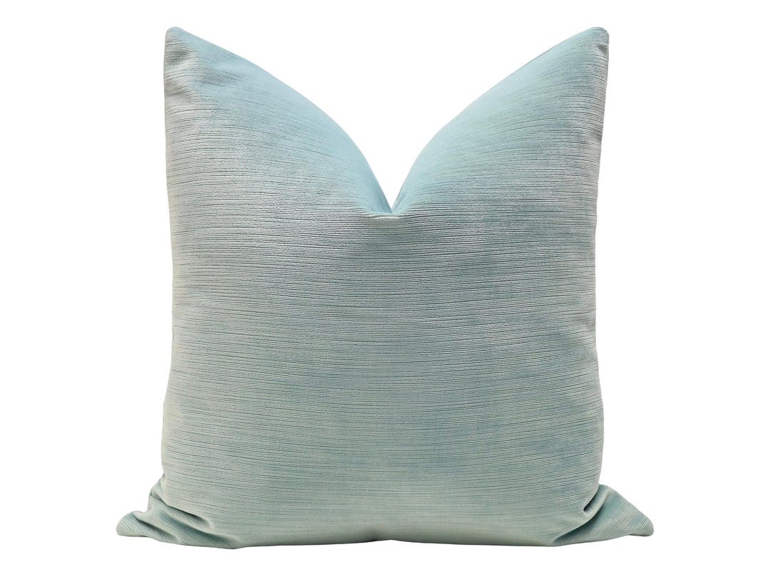 Strie Velvet // Spa Blue Pillow | Spa Blue Velvet Pillow | Striation ...