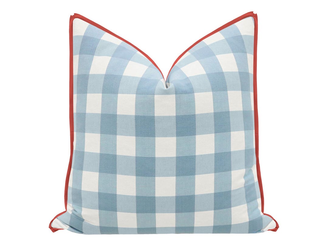 Charleston Check // Powder Blue With Butterfly Flange | Flange Pillow ...