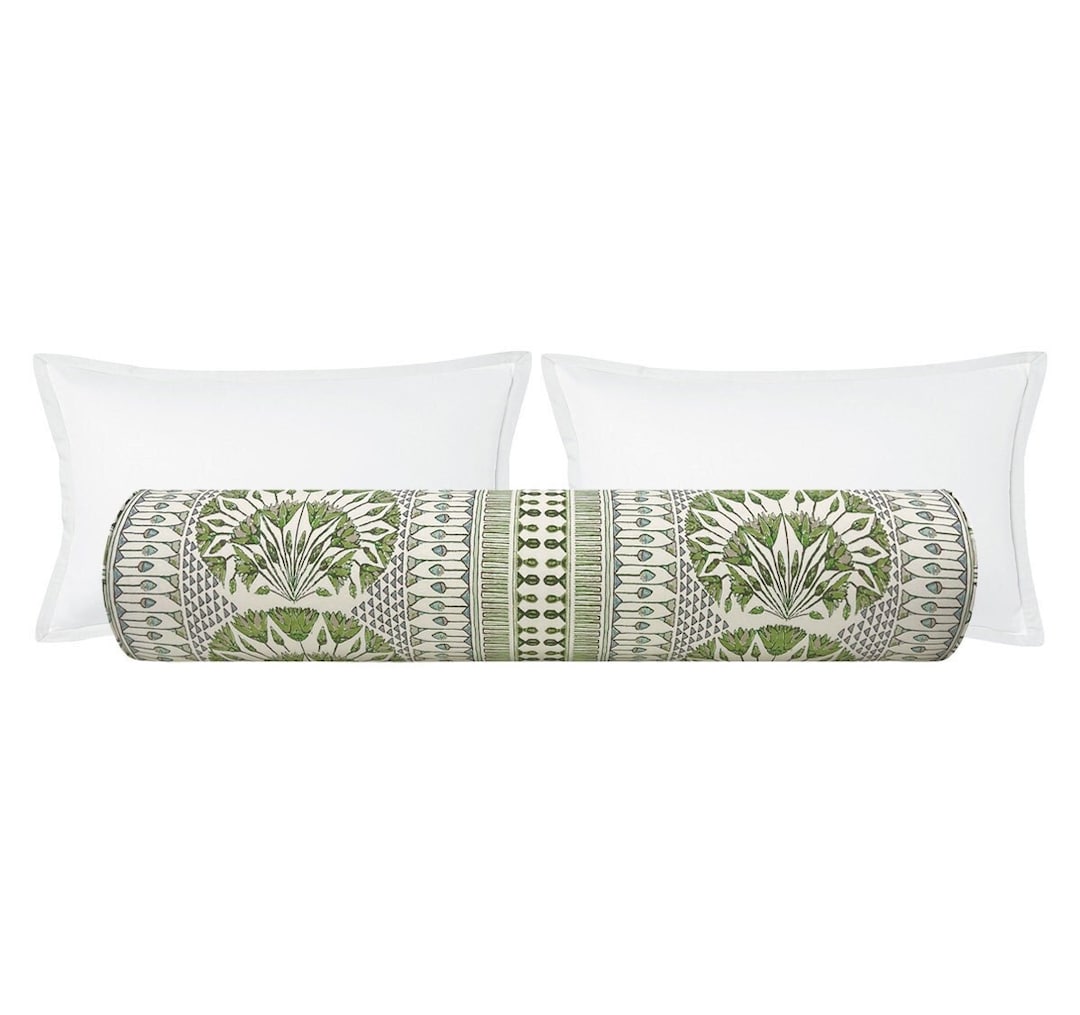 Thibaut Cairo // Green & White Bolster | Designer | Floral Pattern ...