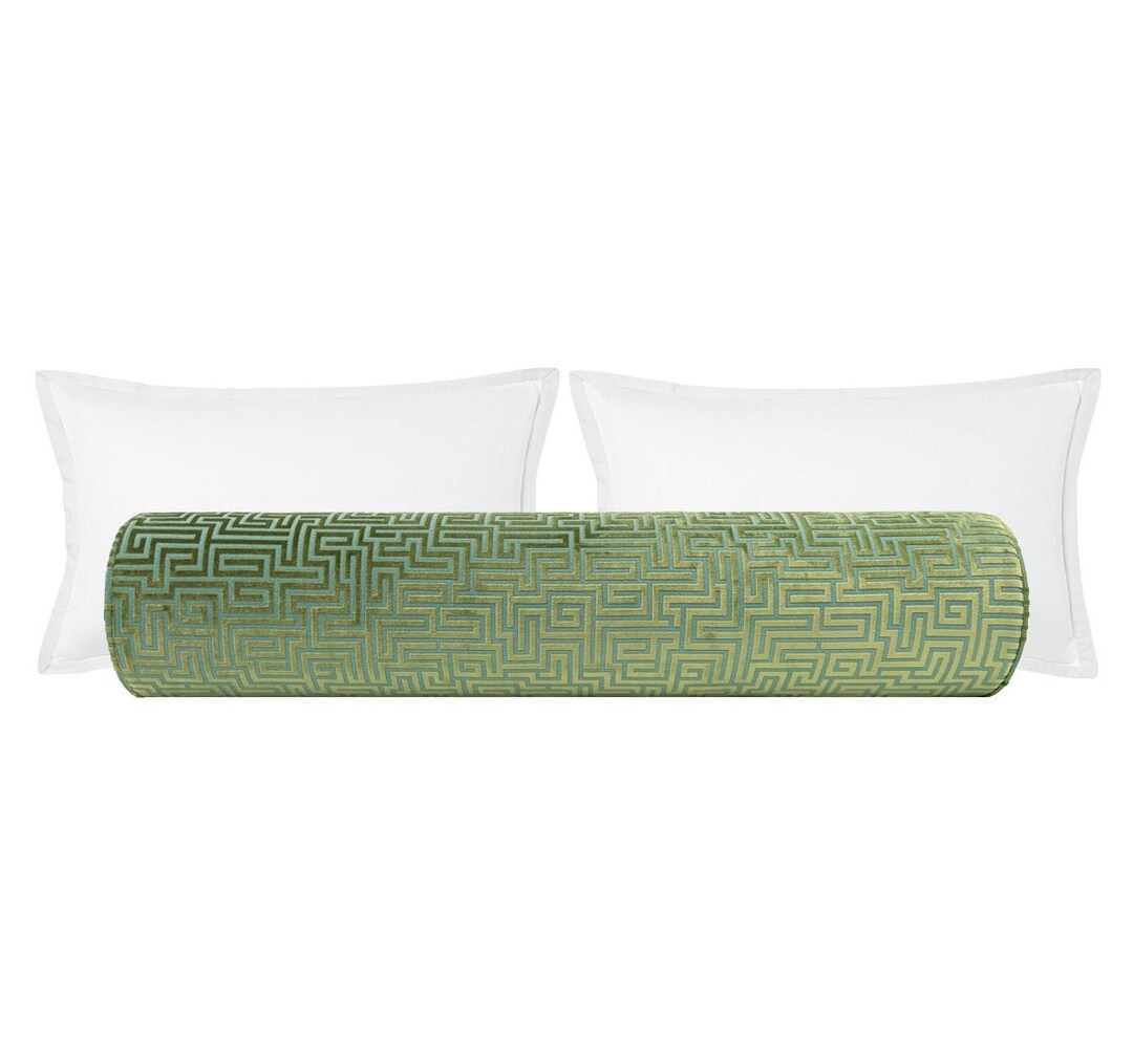 The Bolster : Labyrinth Cut Velvet // Olive Jade | Cut Velvet | Bed ...