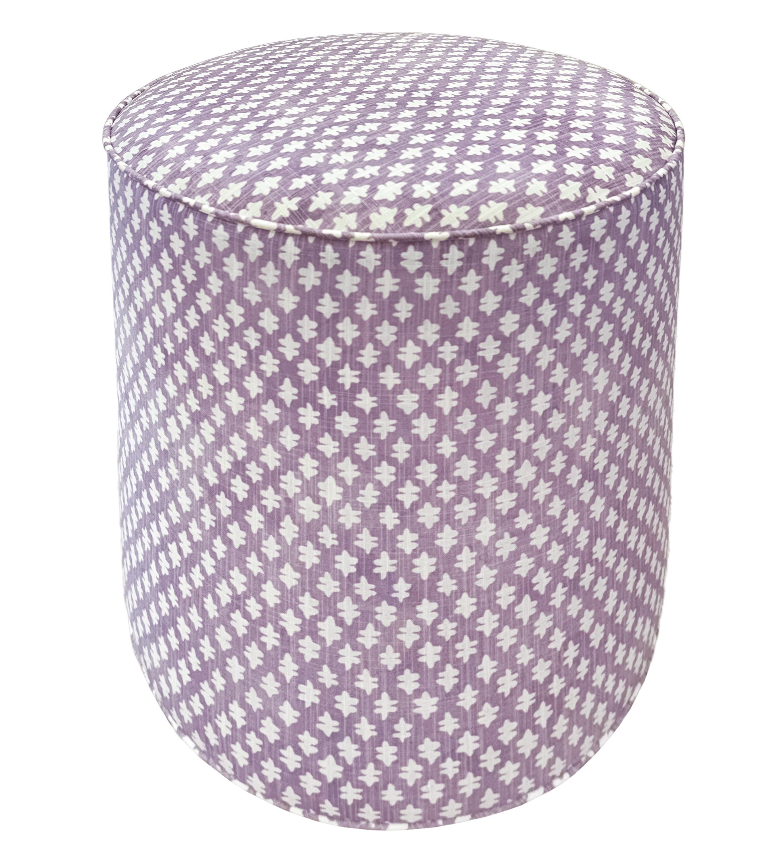 The Tight Round Ottoman : Tilly Print // Lavender | Purple Ottoman ...
