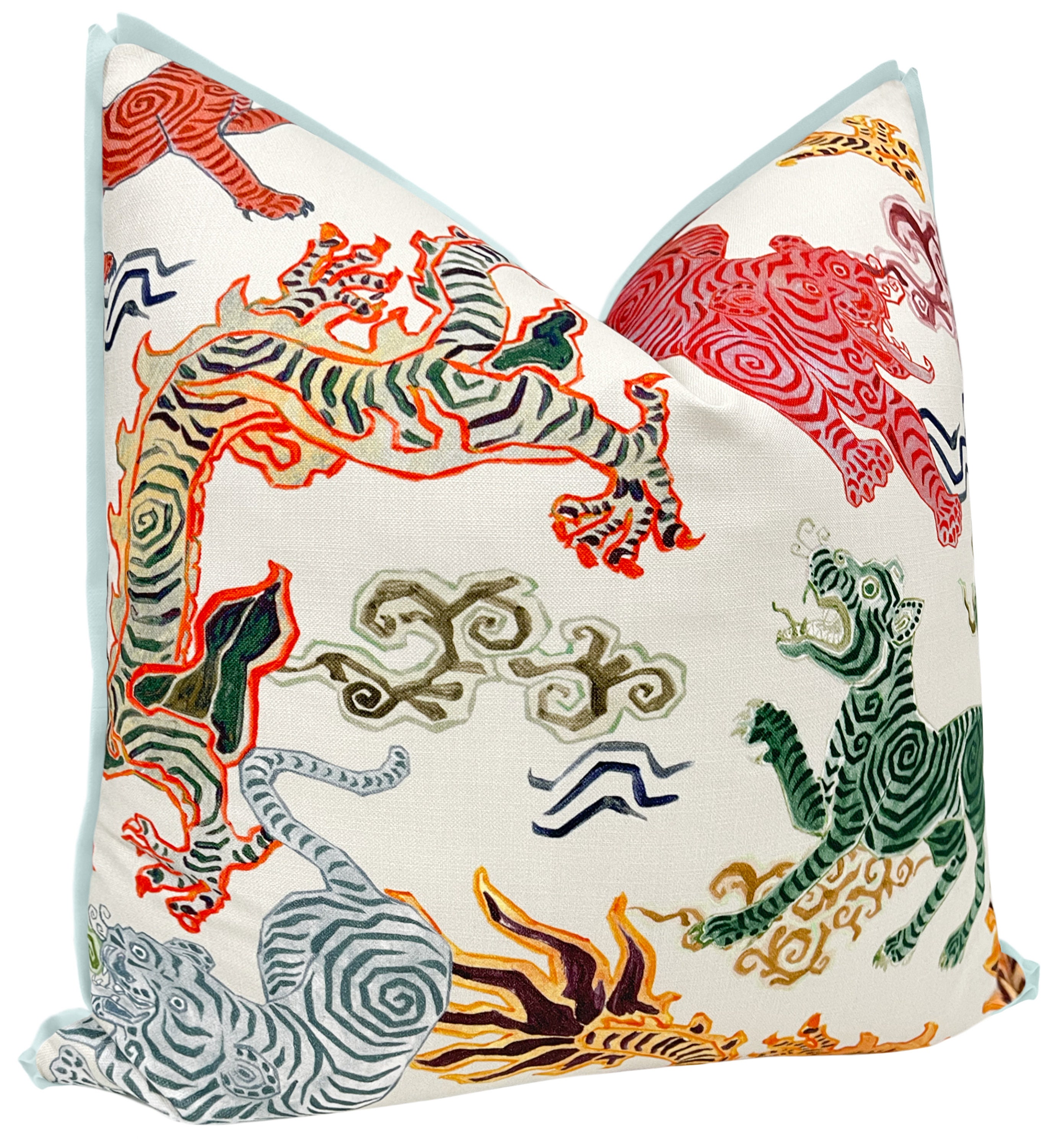 Mystic Tiger With Butterfly Flange | Chinois Print | Throw Pillow ...