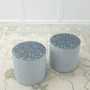 The Tight Round Ottoman : Leopard Cut Velvet // Cerulean Blue ...