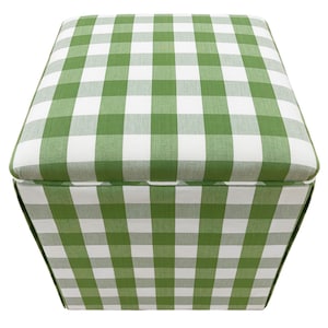 The Skirted Ottoman : Charleston Check | Upholstered Bench ...