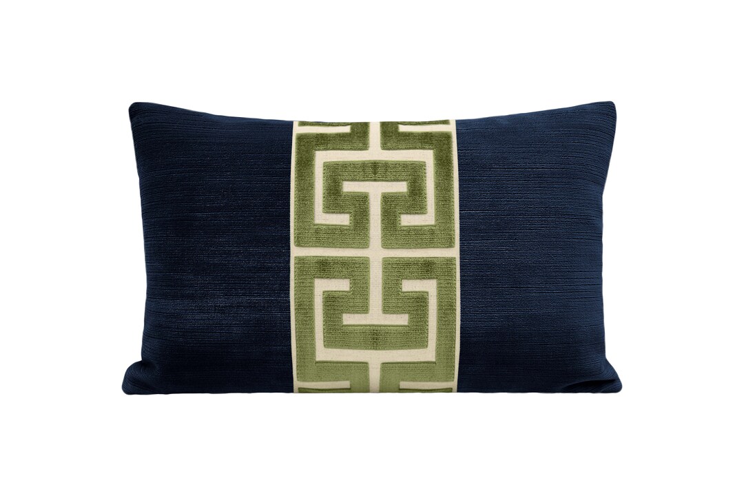 The Little Lumbar : Strie Velvet // Navy Blue + Greek Trim // Olive ...