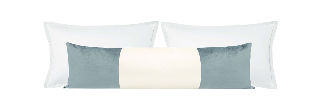 The XL Lumbar : Colorblock Faux Silk Velvet // Cerulean Blue - Etsy The XL Lumbar : Colorblock Faux Silk Velvet // Cerulean Blue - Etsy