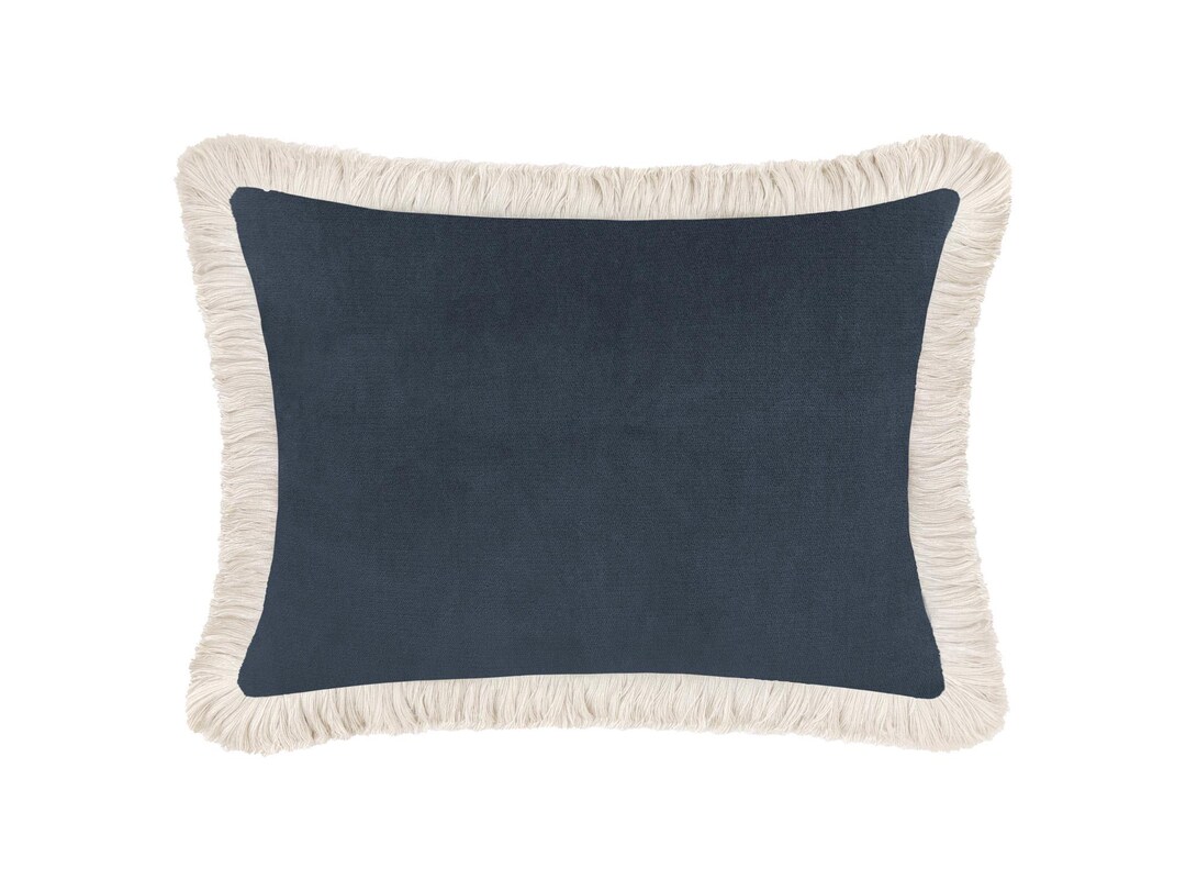 The Mini : Society Velvet // Prussian Blue + Fringe | Fringe Pillow ...
