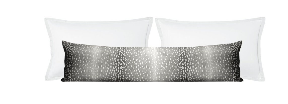 The XL Lumbar : Antelope Linen Print // Charcoal linen | Etsy