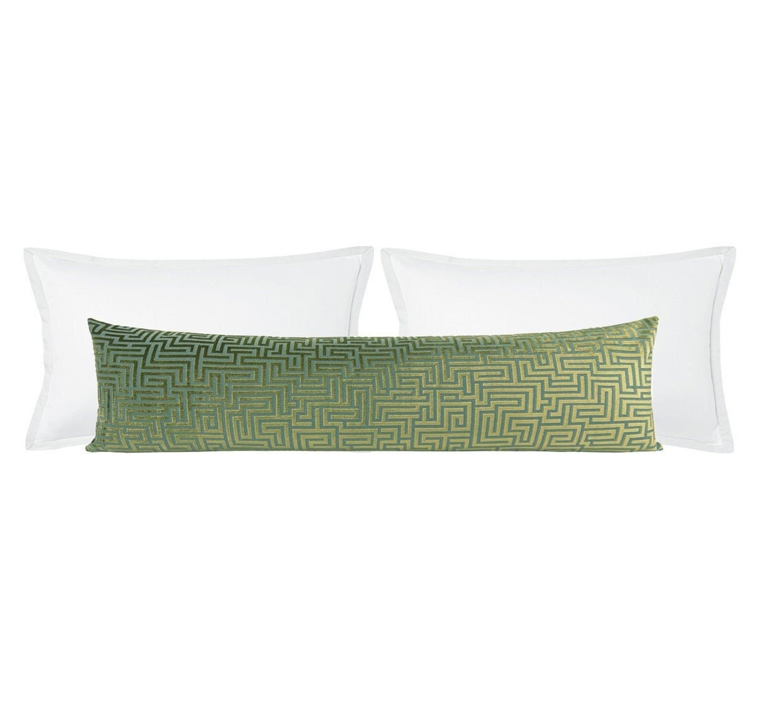 The XL Lumbar : Labyrinth Cut Velvet // Olive Jade | Cut Velvet Pillow ...