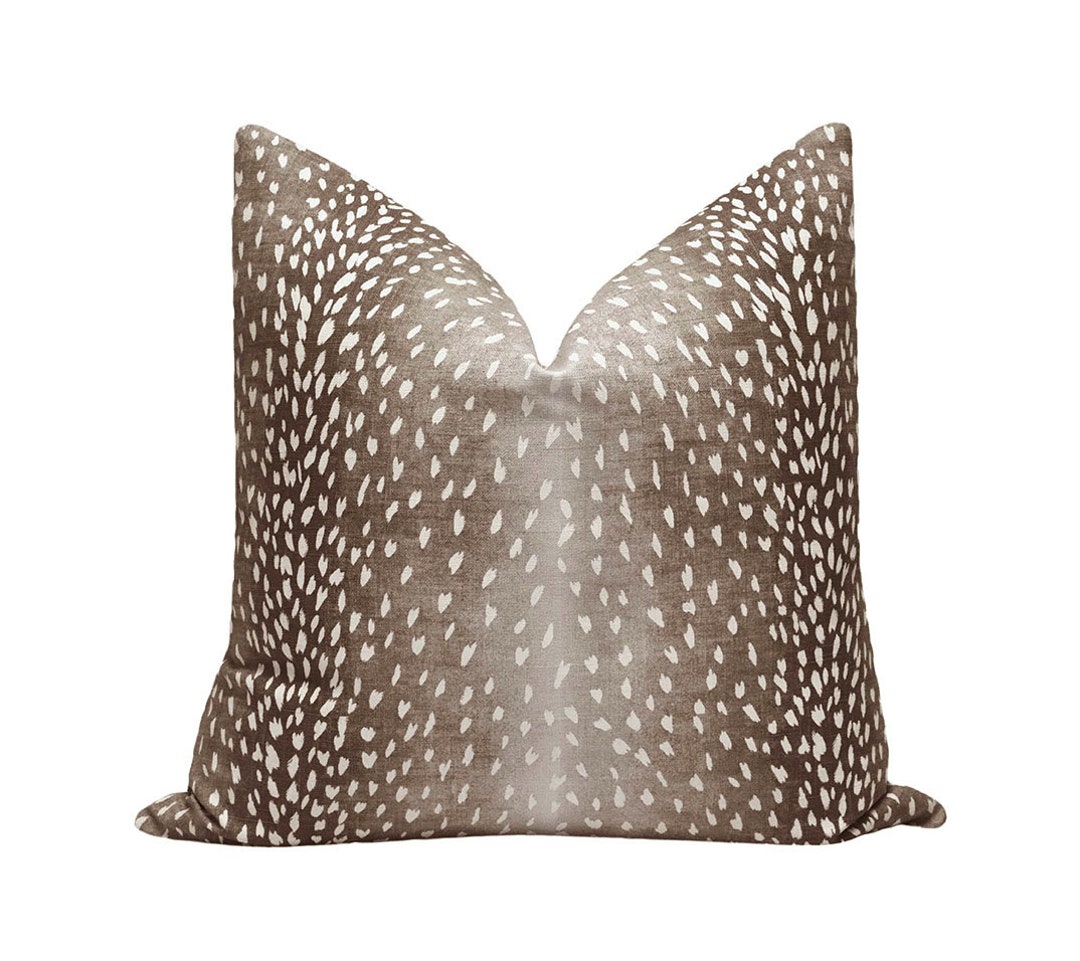 Antelope Linen Print // Mocha Pillow COVER ONLY Brown Animal Print ...