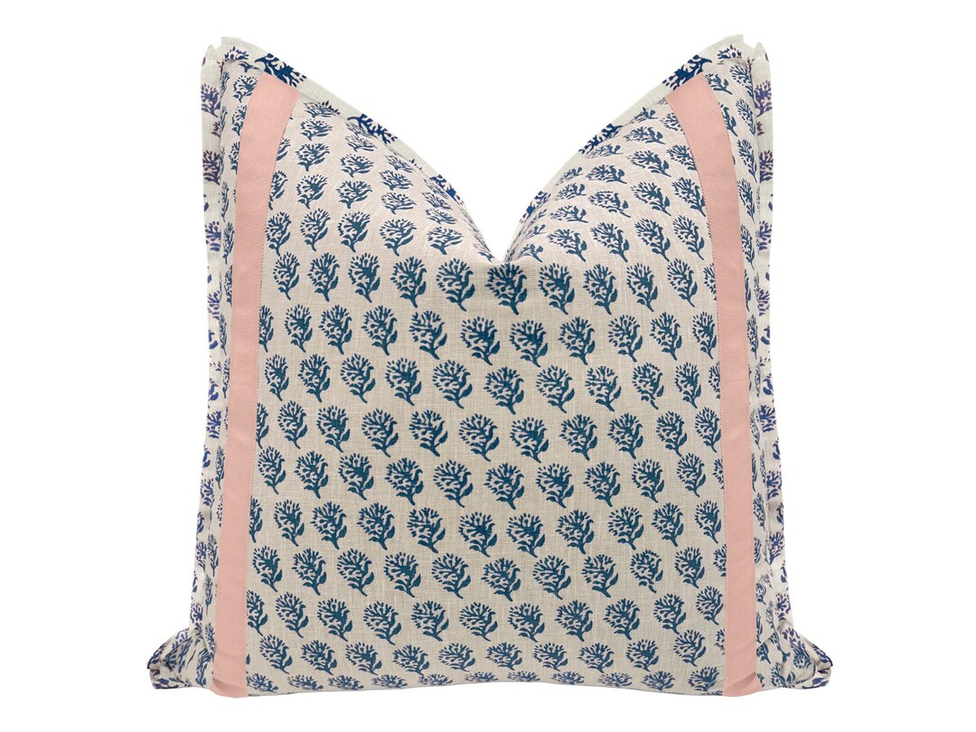 Dandy Block Print // Indigo + Tape Trim With Butterfly Flange Pillow ...