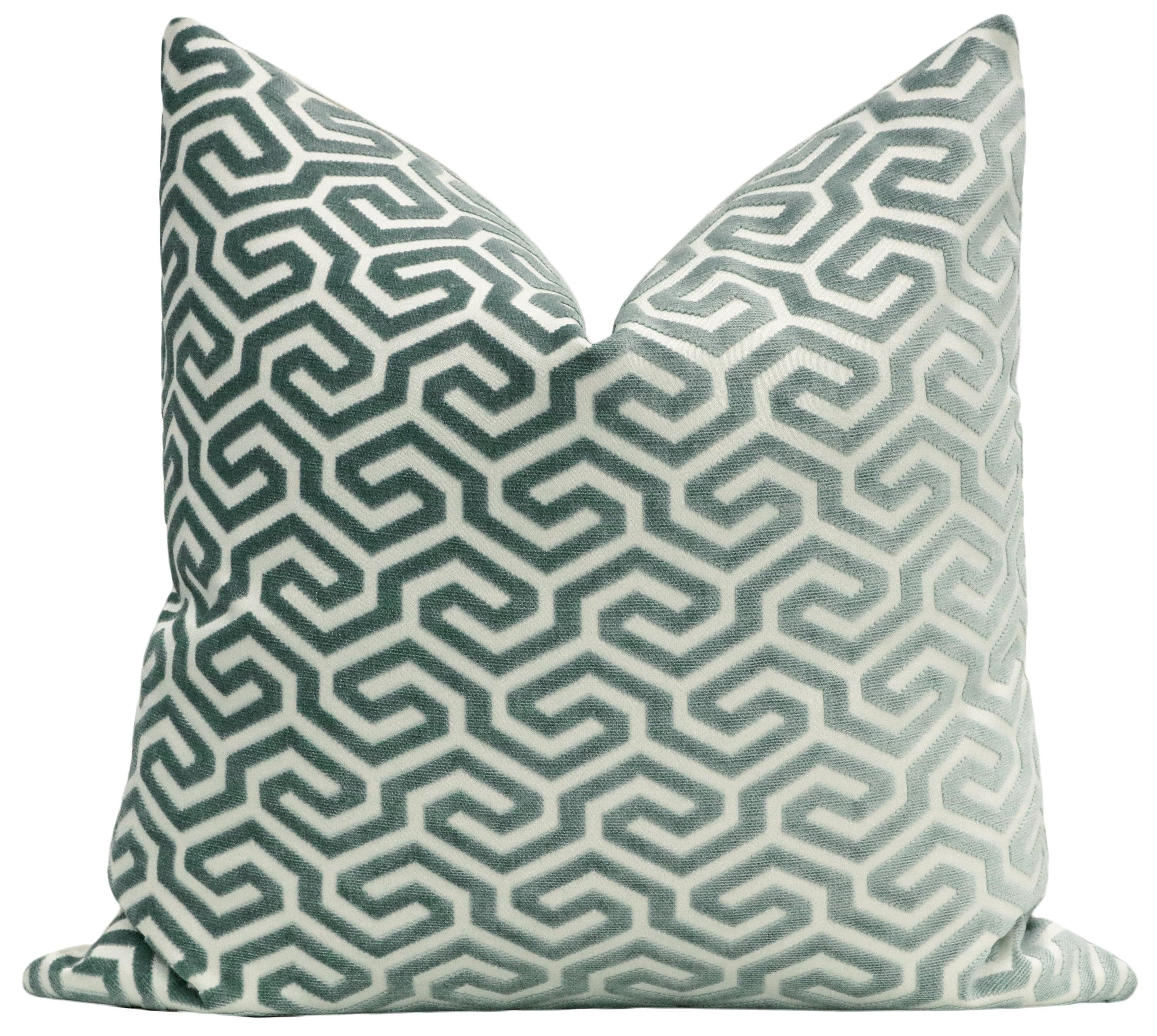 Ming Fret Velvet // Mineral Pillow COVER ONLY Designer | Etsy