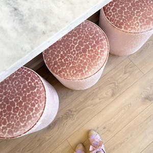 The Tight Round Ottoman : Leopard Cut Velvet // Pink Peony | Round ...