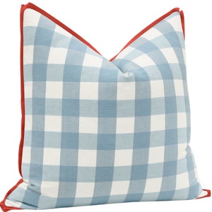Charleston Check // Powder Blue With Butterfly Flange | Flange Pillow ...