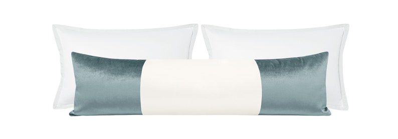 The XL Lumbar : Colorblock Faux Silk Velvet // Cerulean Blue Alabaster ... The XL Lumbar : Colorblock Faux Silk Velvet // Cerulean Blue Alabaster ...