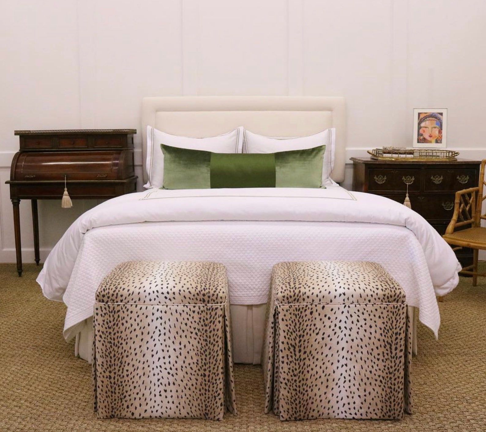 The Skirted Ottoman : Antelope Linen Print // Ebony | Etsy