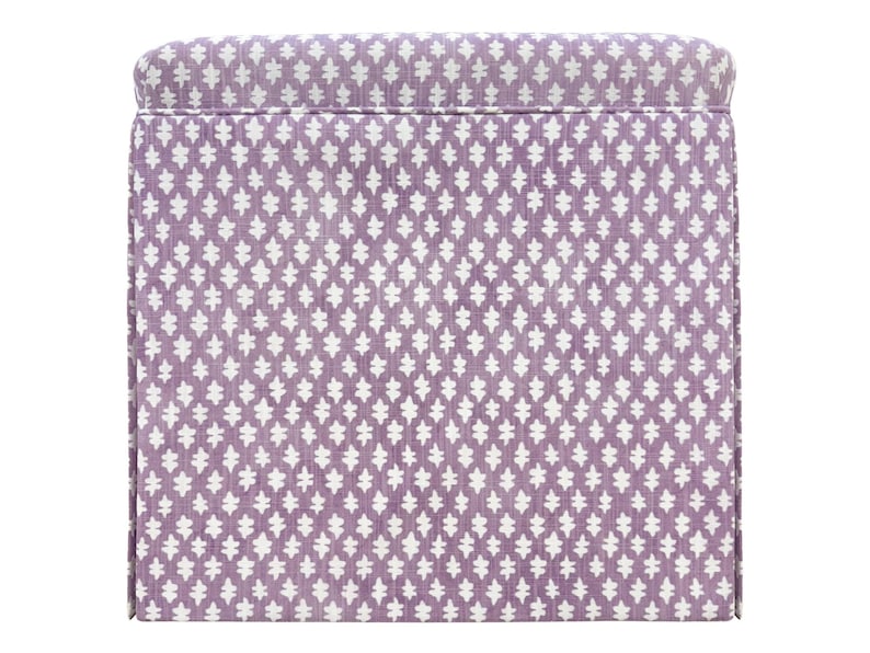 The Skirted Ottoman : Tilly Print // Lavender | Upholstered Bench ...