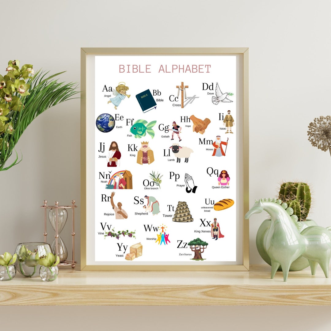 Kids Bible Alphabet Print.scripture Posters.nursery Art.sunday School ...
