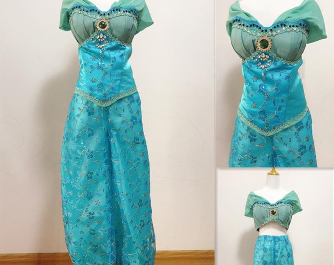 Handmade Cosplay Jasmine Costume, Jasmine Dress Cosplay Costume Adult ...